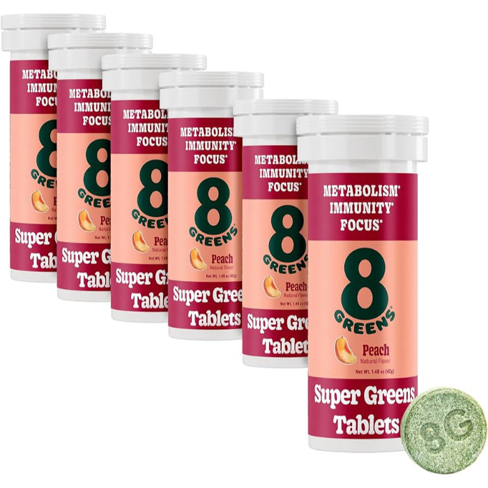 8GREENS - Peach Tea Supergreens Effervescent Tablets, 10-count | Pack
