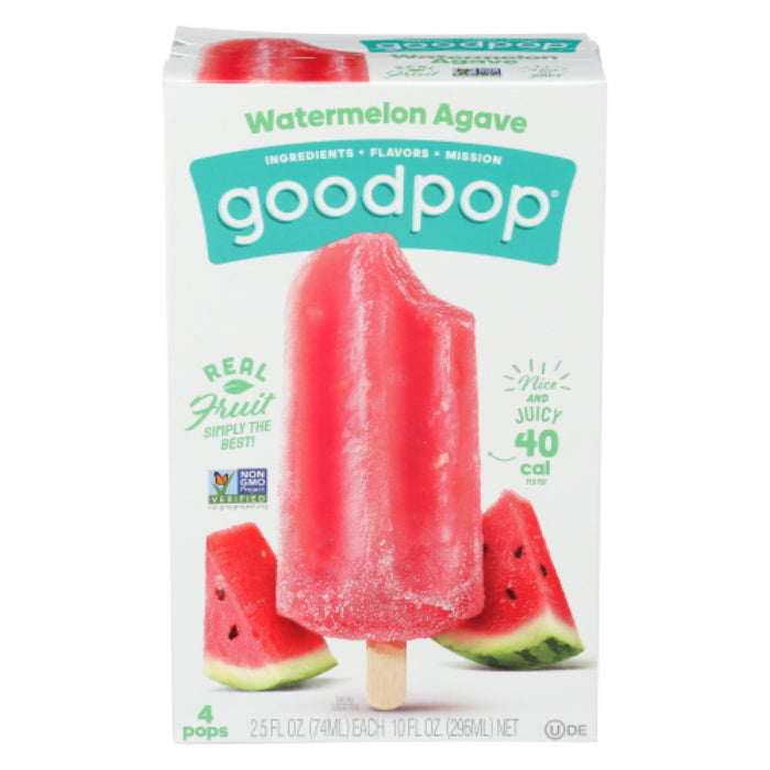 GoodPops - Watermelon Agave Pops 4‑Count, 11 Oz | Pack of 8