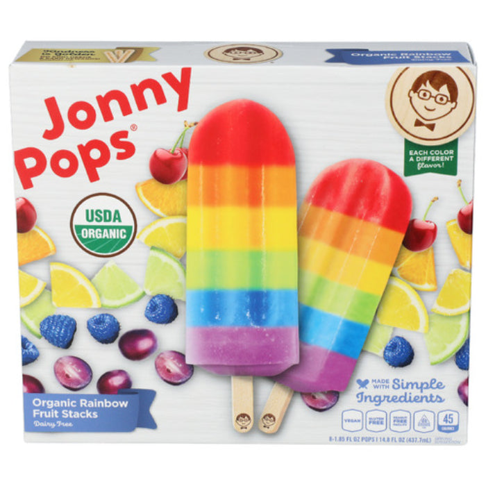 JonnyPops - Rainbow Fruit Pops Organic, 14.8 Oz | Pack of 6