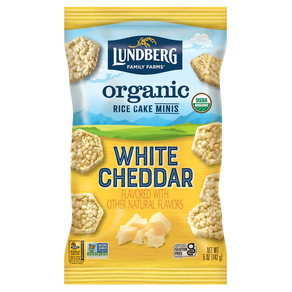 Lundberg - Organic Mini White Cheddar Rice Cakes, 5 Oz - Pack of 6