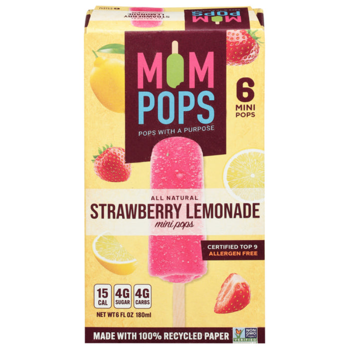 Mompops - Strawberry Lemonade Pops 6‑Count | Pack of 6