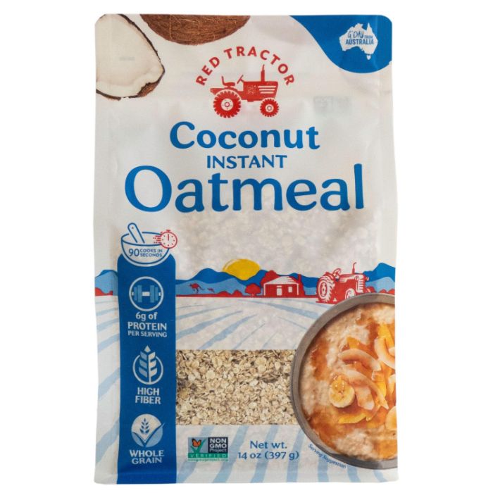 Red Tractor Instant Creamy Coconut Oats 14 Oz - Pack Of 6