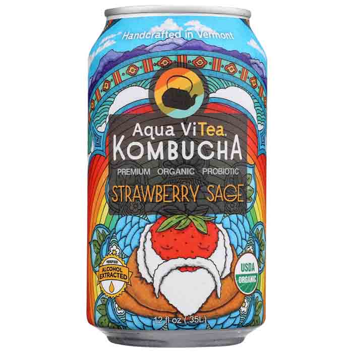 Aqua Vitea - Kombucha Strawberry Sage, 12oz | Pack of 12