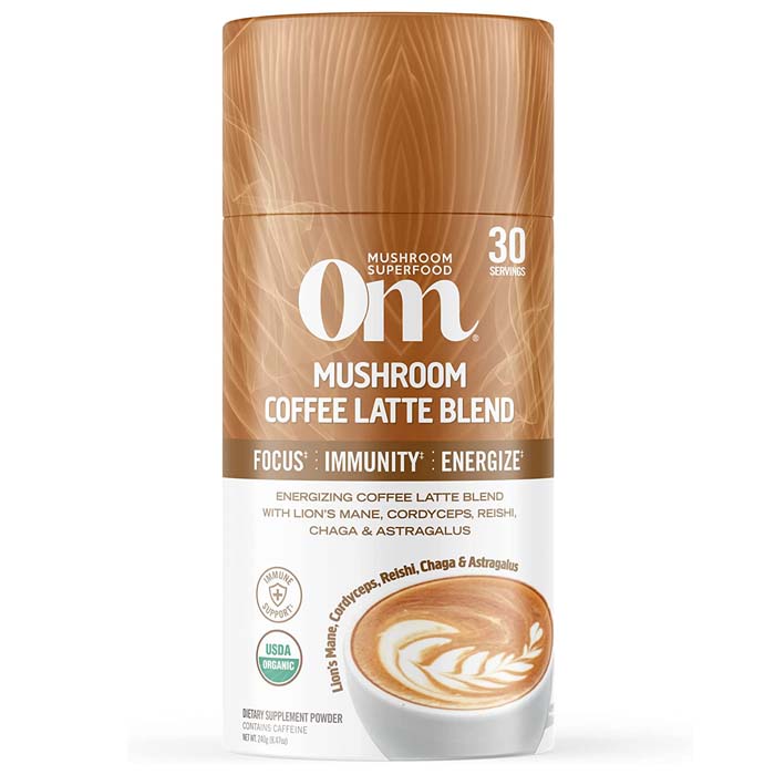 Om Mushroom Superfood - Mushroom Coffee Latte Blend, Canister (30 Serv