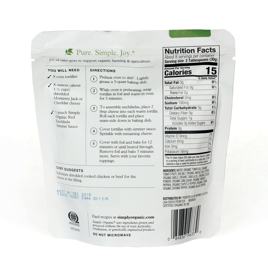Simply Organic - Red Enchilada Simmer Sauce, 8oz
