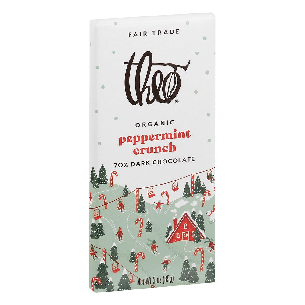 Theo Chocolate - Peppermint Crunch Dark Chocolate Bar, 3oz | Pack of 1
